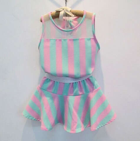 Fashion Two Piece Set Cute Kids Children Candy Color Clothing Dress on ...